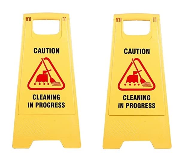 MitrinCleaning Progress Sign Board, yellow caution sign board ...
