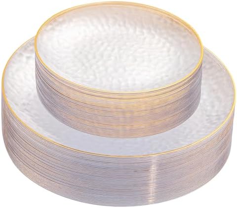 Amazon.com: Rubtlamp 60Pcs Clear Plastic Plates,Clear Disposable Plates ...