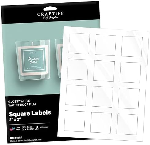 Amazon.com : 2 x 2 inch Glossy White Waterproof Square Labels, 240 ...