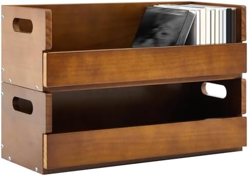 Amazon.com: CroBlissful 4 Pcs Wooden Cd Storage Box Holder Racks ...