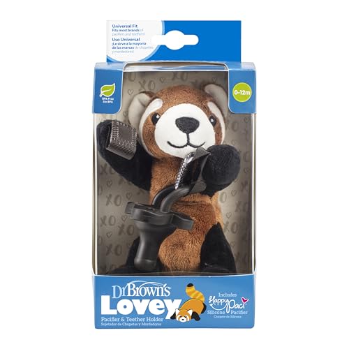 Snapklik.com : Dr. Browns Baby Lovey Pacifier And Teether Holder, Red Panda