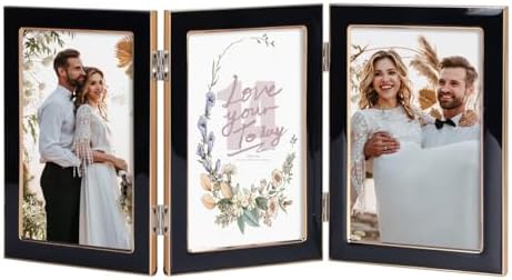 Amazon.com - Lavezee 4x6 Black Trifold Picture Frame, Vertical Hinged ...