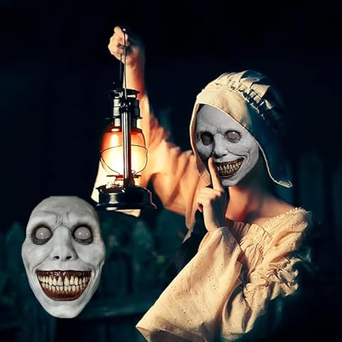 Halloween Exorcist Smile Mask - Creepy Horror Evil Face Latex Full Head ...