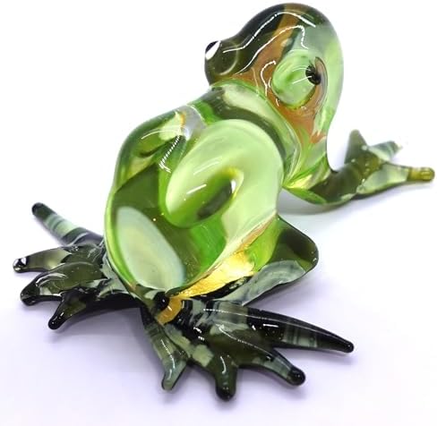 Amazon.com: Hand Blown Art Glass, Rainforest Green Frog Miniature ...