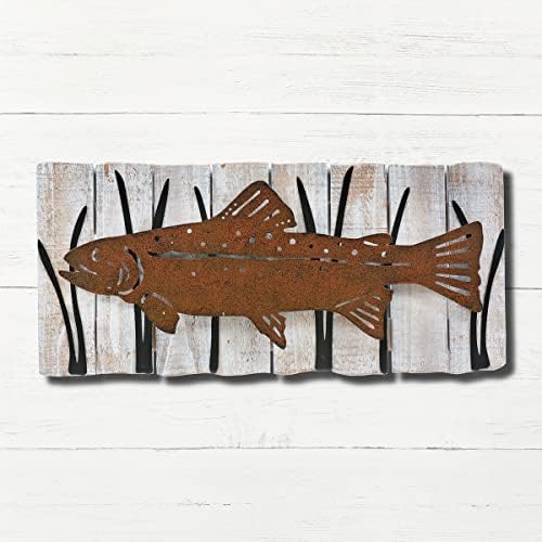 Amazon.com: BLACK FOREST DECOR River Trout Metal & Wood Wall Art : Home ...