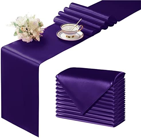 Amazon.com: Horbaunal 24 Pack Purple Satin Table Runner 12 x 108 Inch ...