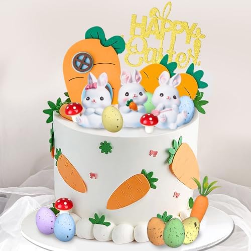 Amazon.com: 24 Pcs Bunny Cake Topper Set Rabbit Cake Decorations Rabbit ...