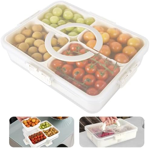 Amazon.com: BUNTEY Snackle Box 4 Compartment Snack Containers with Lids ...