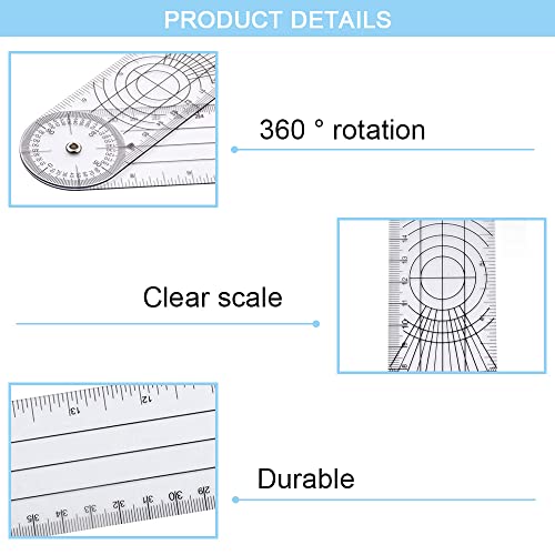 Medical 8.5in Goniometer Plastic Ruler Professional 360 Degree Multi ...