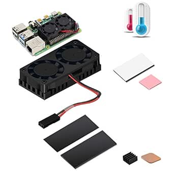 Amazon.co.jp: iUniker Raspberry Pi 4ファン Raspberry Pi デュアルファン Raspberry Piヒートシンク付き Raspberry Pi 4 ...