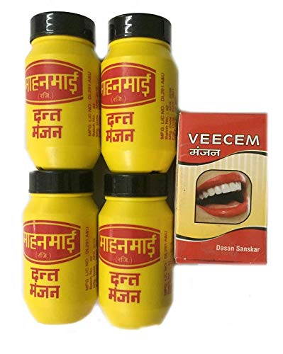 Buy Mahanmai Dant Manjan, Pack of 4, 35 g Each with Veecem Manjan ...