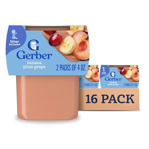 Gerber 2nd Foods Fruits Banana, Plum & Grape Pureed Baby Food, 4 Ounce ...