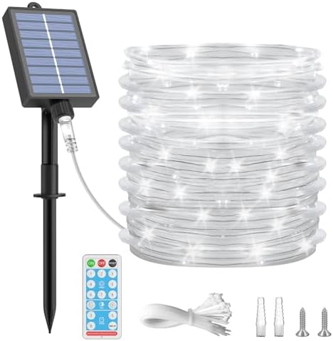ICRGB Solar Rope Lights, 39FT 120LED Outdoor Solar Christmas String ...