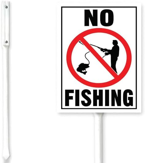 Amazon.com : Bidesign (8X12) IN No Fishing Yard Sign With Stake Funny ...