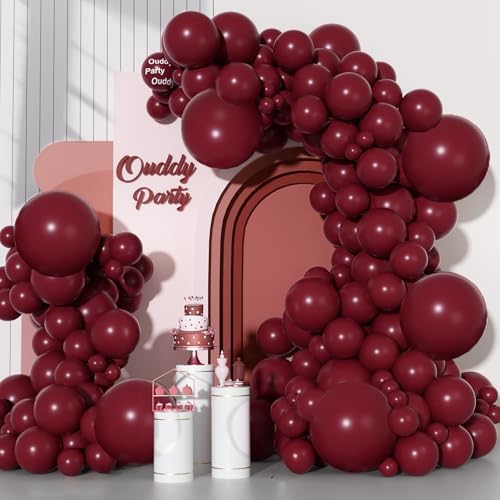 Amazon.com: Ouddy Party 129 piezas de globos burdeos de diferentes ...