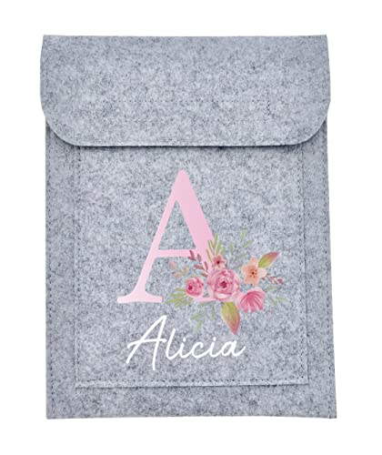 Personalised Baby Red Book Cover with Flower Monogram Letter, Folder ...