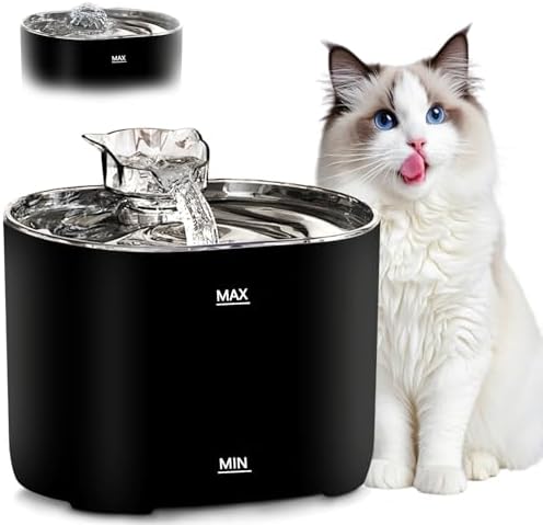 Rantuia Fuente de Agua para Gato 2.2L con 4 Capas de Filtración, Dois ...