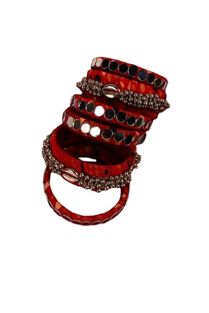 Buy Mirror and Gotapatti Navratri Bangles, Handcrafted Cotton Thread Bangle Set Women & Girls (6 ...