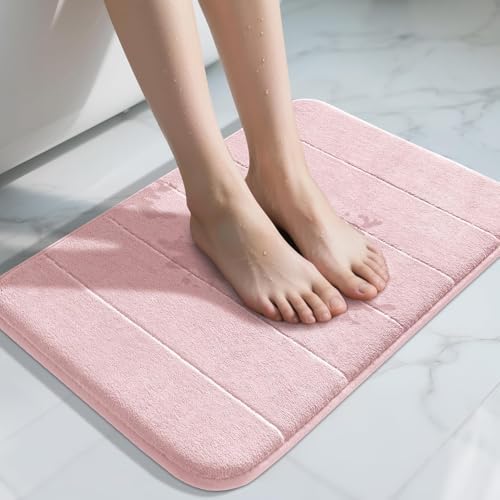 Amazon.com: Yimobra Pink Bath Mat, Super Soft Absorbent Memory Foam ...