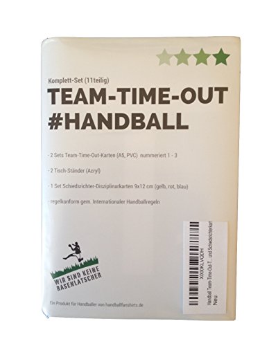 Handball team time-out board, complete set with 6 green cards in A5 ...