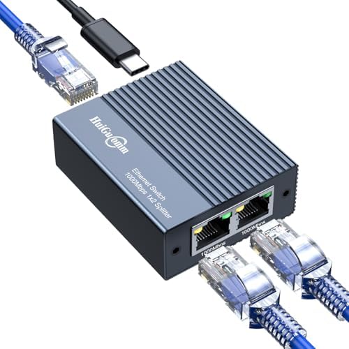 Amazon.com: Gigabit Ethernet Splitter 1 to 2,1000Mbps High Speed ...