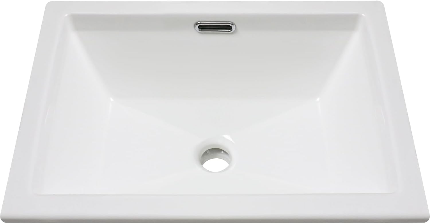 Oaker 550-43 Rectangular Drop in Bathroom Sink With Overflow, White ...