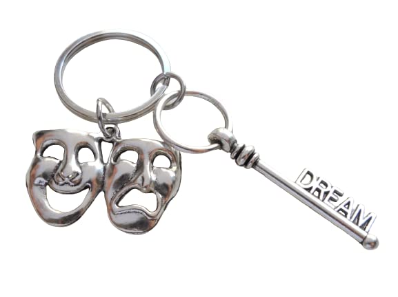 Amazon.com: Theatre Masks & Dream Key Charm Keychain, Mask Charm, Drama ...