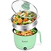 Amazon.com: Hot Pot Electric With Steamer,Rapid Ramen Cooker,1.8L Mini ...
