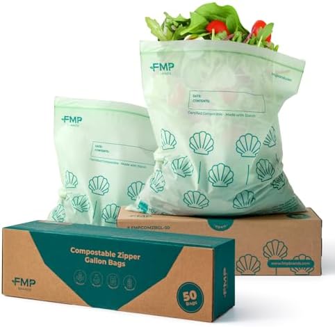 Amazon.com: Fit Meal Prep 50 Pack 100% Compostable Food Storage Bags, 1 ...