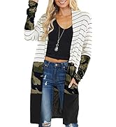 Elapsy Womens Color Block Striped V Neck Sweater Long Sleeve Pullover ...