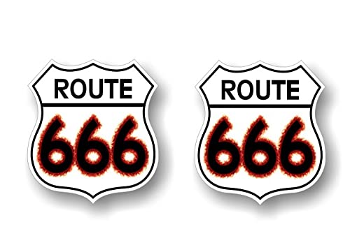 2 Route 666 Parody 9" Decals Highway Marker Garage Service Station Sign ...