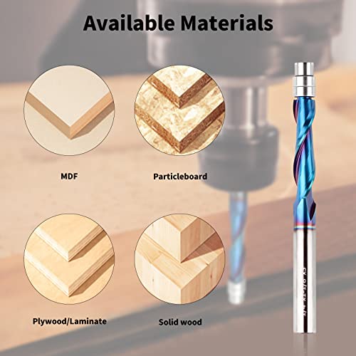 Snapklik.com : Upcut Spiral Flush Trim Router Bit, 1/4 Inch Shank Solid ...