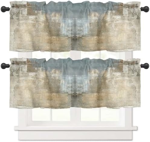 Amazon.com: 2 Pack Retro Beige Window Valances, Abstract Art Valances ...