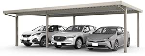 Amazon | 【受注生産品】LIXIL リクシル カーポートSW 900タイプ 3台用 横2連棟(1台+2台) 30・55-55型 ロング柱25使用 遮光 単体4本柱+2本 横材無し ...