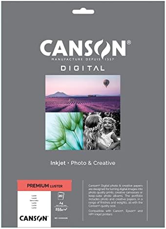 CANSON Digital - Premium Luster - Pochette 20 feuilles de papier photo lustré A4 - 255g/m² ...