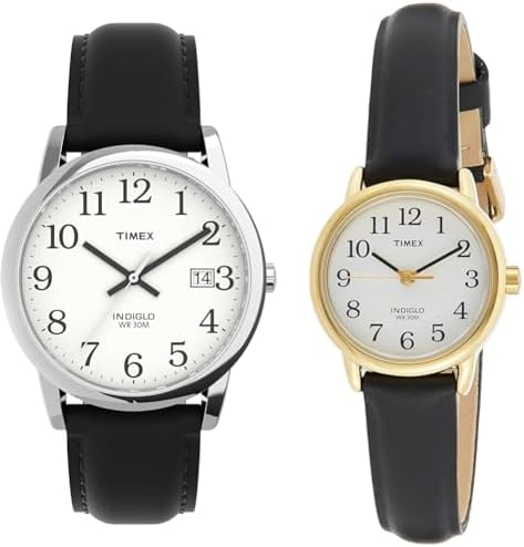 Timex Easy Reader Men's 35mm Black Leather Strap Date Window Quartz ...