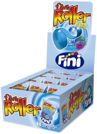 Amazon.com : Fini Blue Raspberry Rollers Extra Sour Candy (40 count ...