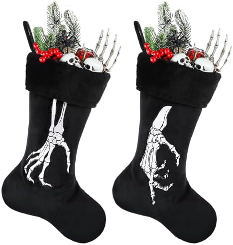 Amazon.com: Croknit 2 Pcs Black Christmas Stocking Gothic Style ...
