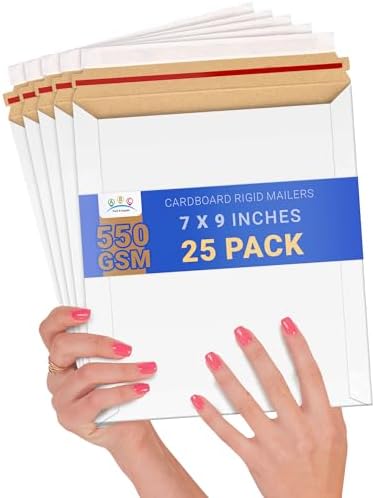 Amazon.com : ABC Rigid Mailers, 7 x 9 Inch. Pack of 25 White Cardboard ...