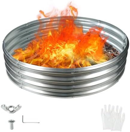 Amazon.com: YSEJOMP 48 Inch Round Galvanized Fire Pit Ring/Fire Ring ...
