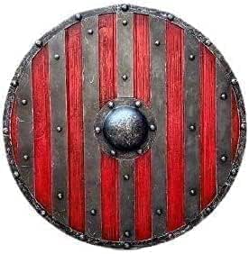 Amazon.com: Medieval LARP Warrior Wood & Steel Viking Round Shield ...