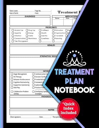 Treatment Plan Notebook: Record Logbook for Therapists, Counselors, and ...