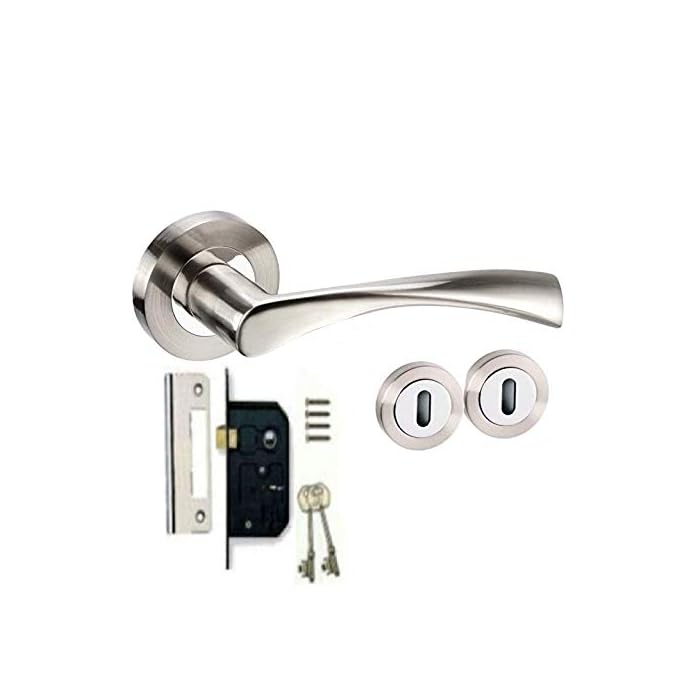 Buy Astrid Design Modern Duo Dual Chrome Door Handle Lock Set with 3 ...