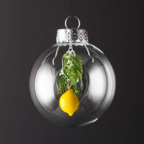 Amazon.com: Glass Lemon Christmas Ornament with Five Glass Leaves ...