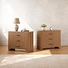 LITTLE TREE Large Nightstand Set of 2, Wide Nightstand with 3 Drawers ...