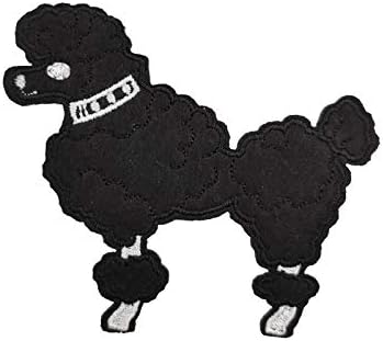 Black Poodle Dog Facing Left Applique Craft Black Poodle Iron-On Patch ...
