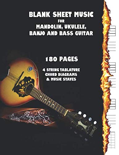 Amazon.com: Blank Sheet Music For Mandolin, Ukulele, Banjo and Bass ...