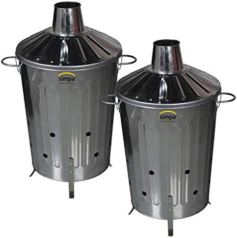 2 x 60L 60 Litre Large Garden Galvanised Metal Incinerator Fire Burning ...