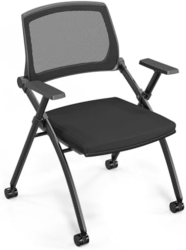 Amazon.com: FYLICA Foldable Office Chair Set of 2 with PU Wheels ...