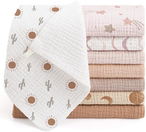 Amazon.com: Bearmoss Muslin Burp Cloths 100% Cotton Cloths Baby Burp ...